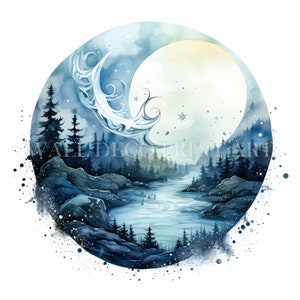 Beautiful Full Moon Clipart Bundle - 10 High Quality Jpgs - Digital ...