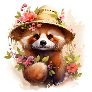 Cute Spring Flower Red Panda Clipart Bundle - 10 High Quality JPG ...