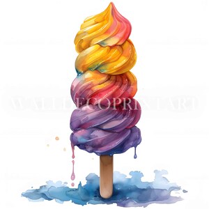 12 Colorful Popsicle Clipart - High Quality JPG - Digital Download ...