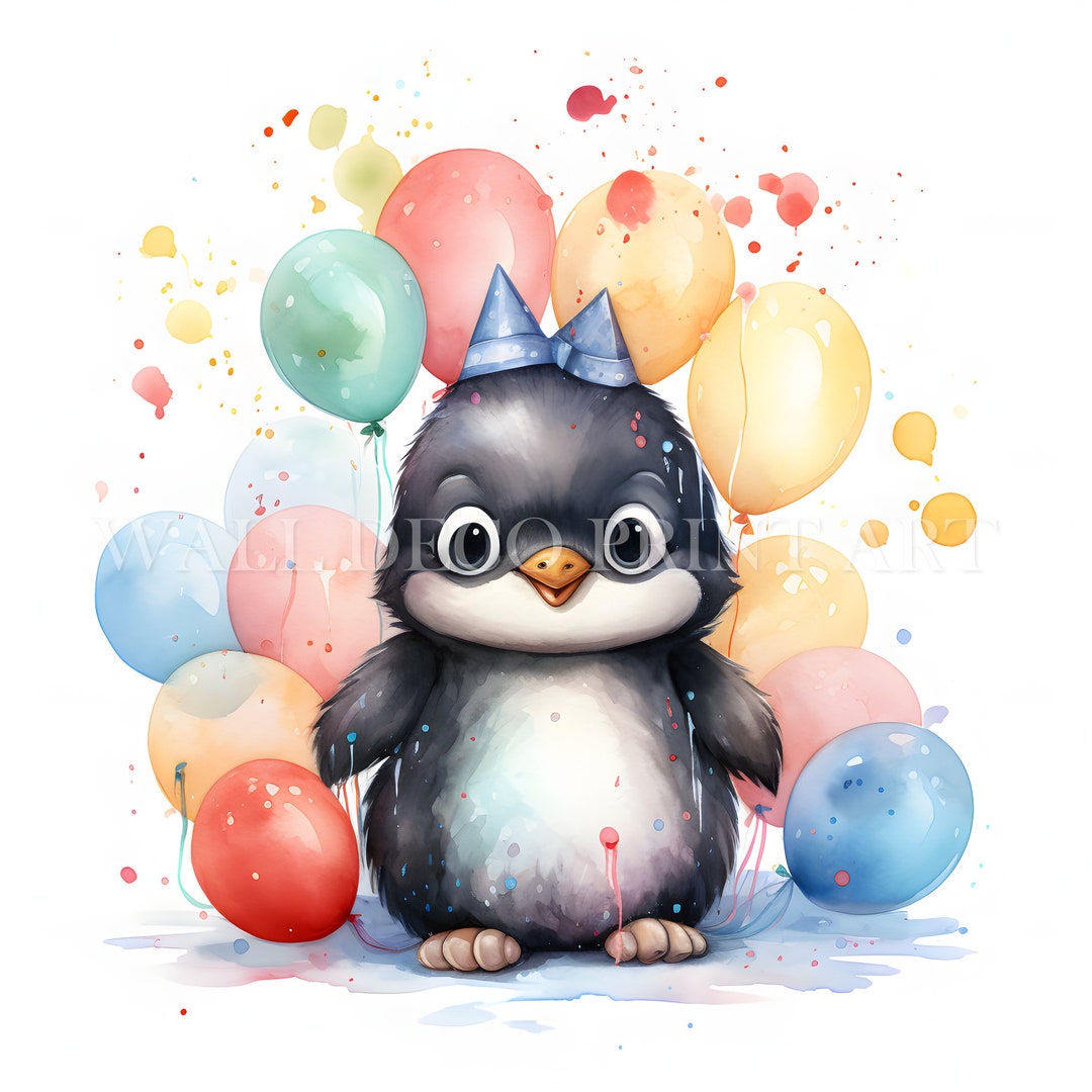 Birthday PENGUINS Clipart Bundle 10 High Quality Jpgs Digital Downloads ...