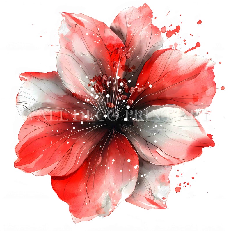 Red & Silver Abstract Flowers Clipart Bundle - 10 High Quality Jpgs ...