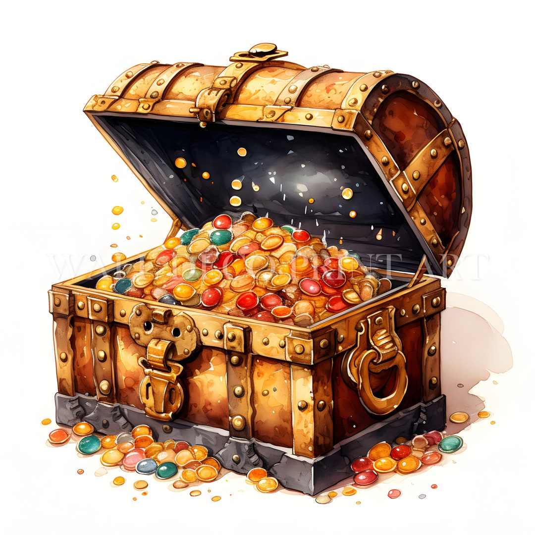 Watercolor Treasure Clipart Bundle - 11 High Quality Jpgs - Digital ...