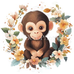 Cute Monkey Clipart Bundle - 10 High Quality JPG - Digital Download ...