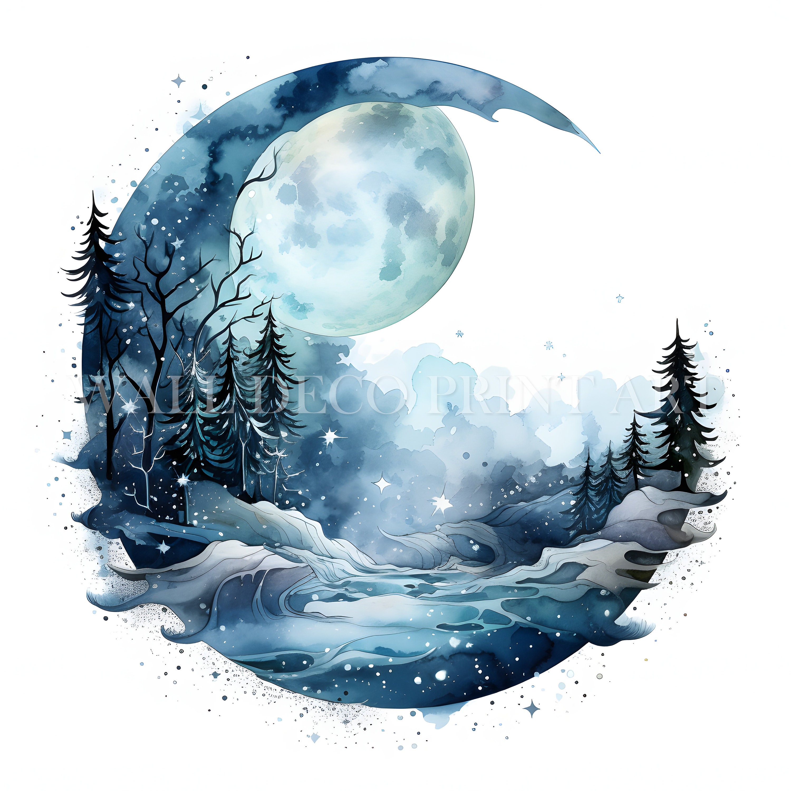 Beautiful Full Moon Clipart Bundle - 10 High Quality Jpgs - Digital ...
