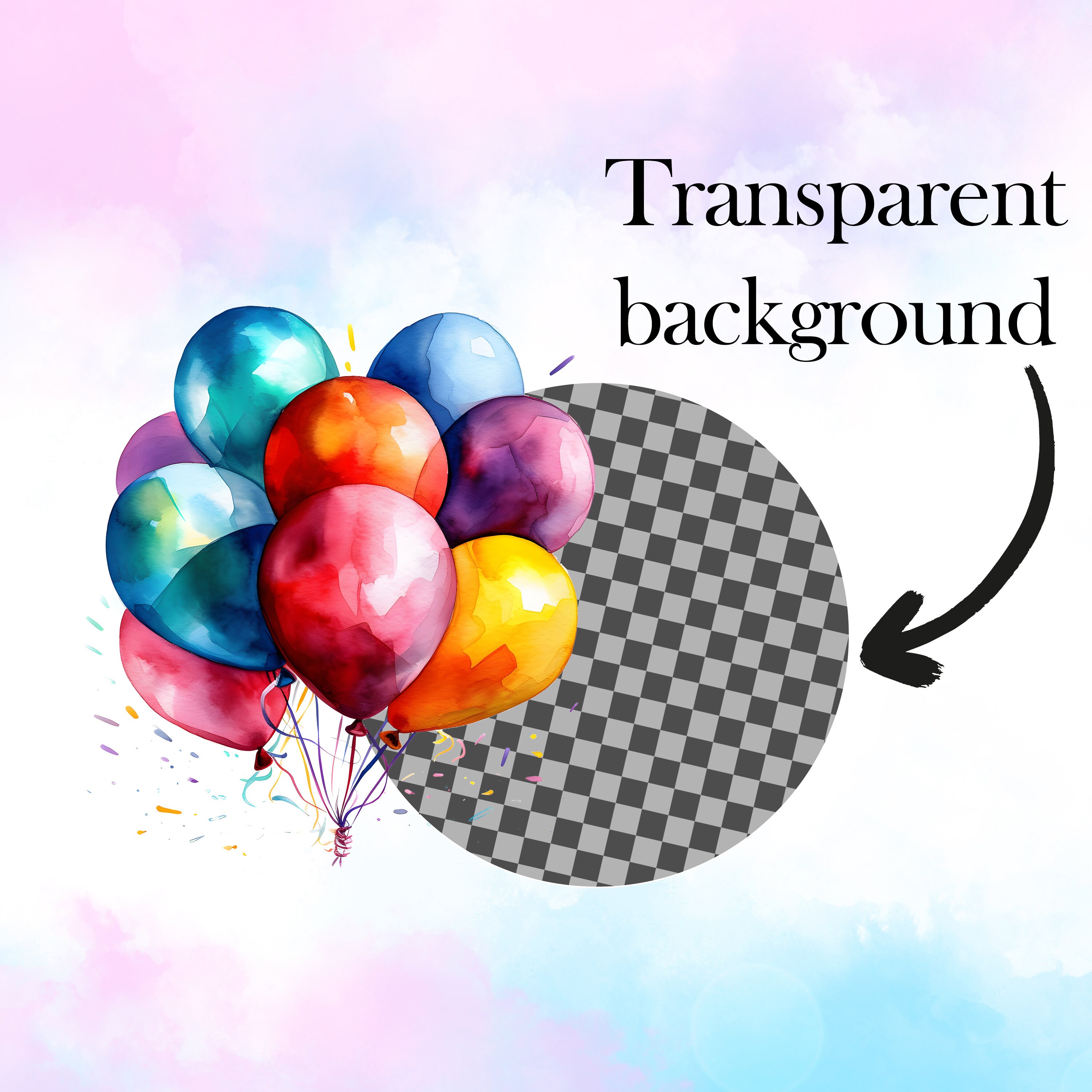 Colorful Party Balloons Clipart 10 High Quality Pngs - Etsy