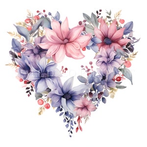 Flower Heart Clipart - 11 High Quality Jpgs - Instant Digital Downloads ...