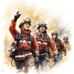 Happy Firefighters Clipart Bundle - 11 High Quality Jpgs - Digital ...