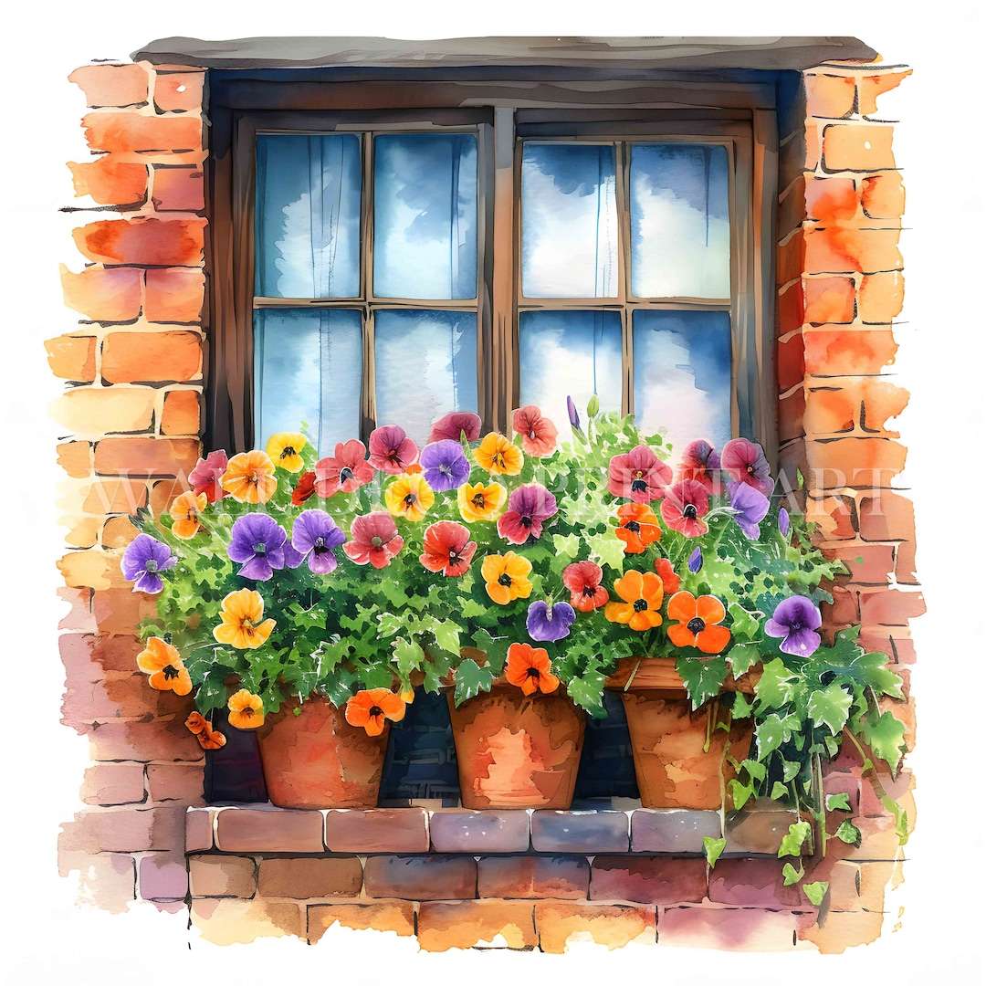 Flowery Window Box Clipart Bundle - 12 High Quality Jpgs - Digital Downloads - Commercial Use ...