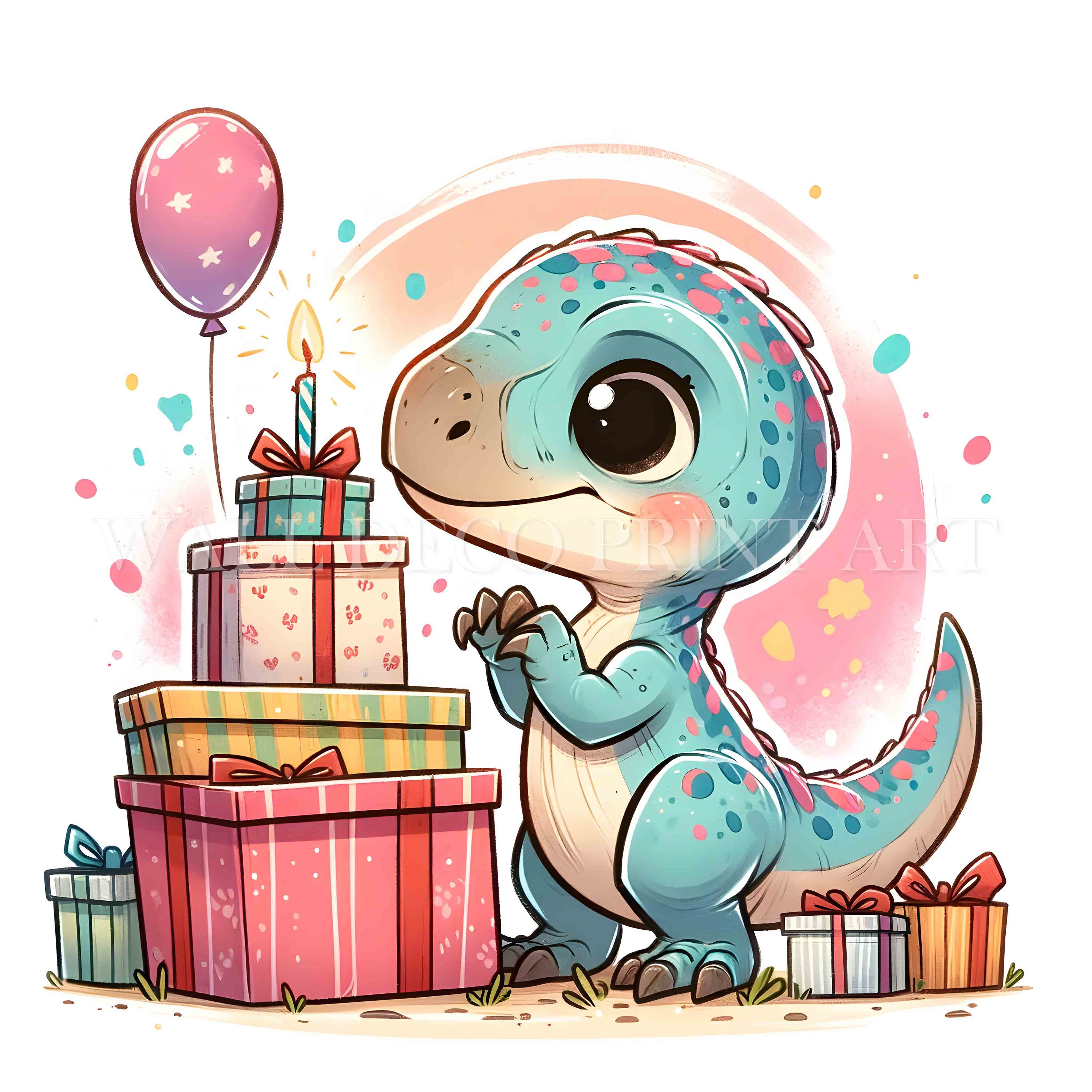 Cute Birthday DINOSAURS Clipart Bundle - 15 High Quality JPG - Digital ...