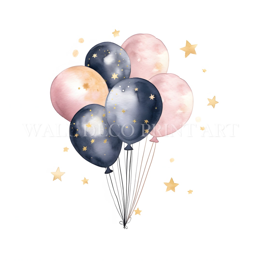 Pastel Party Balloons Clipart Pink - 11 High Quality Jpgs - Digital ...