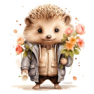 Cute Spring Flower Hedgehog Clipart Bundle - 10 High Quality JPG ...