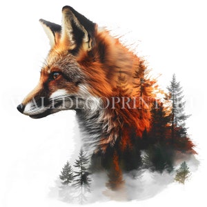 10 FOX Double Exposure Clipart Bundle - High Quality JPG - Digital ...