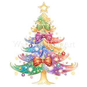 13 Colorful Christmas Tree Clipart Bundle - High Quality Jpgs - Digital ...