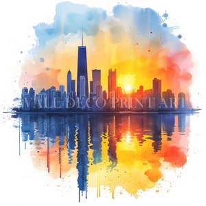 City Sunrise & Sunset Clipart Bundle - 10 High Quality Jpgs - Digital ...