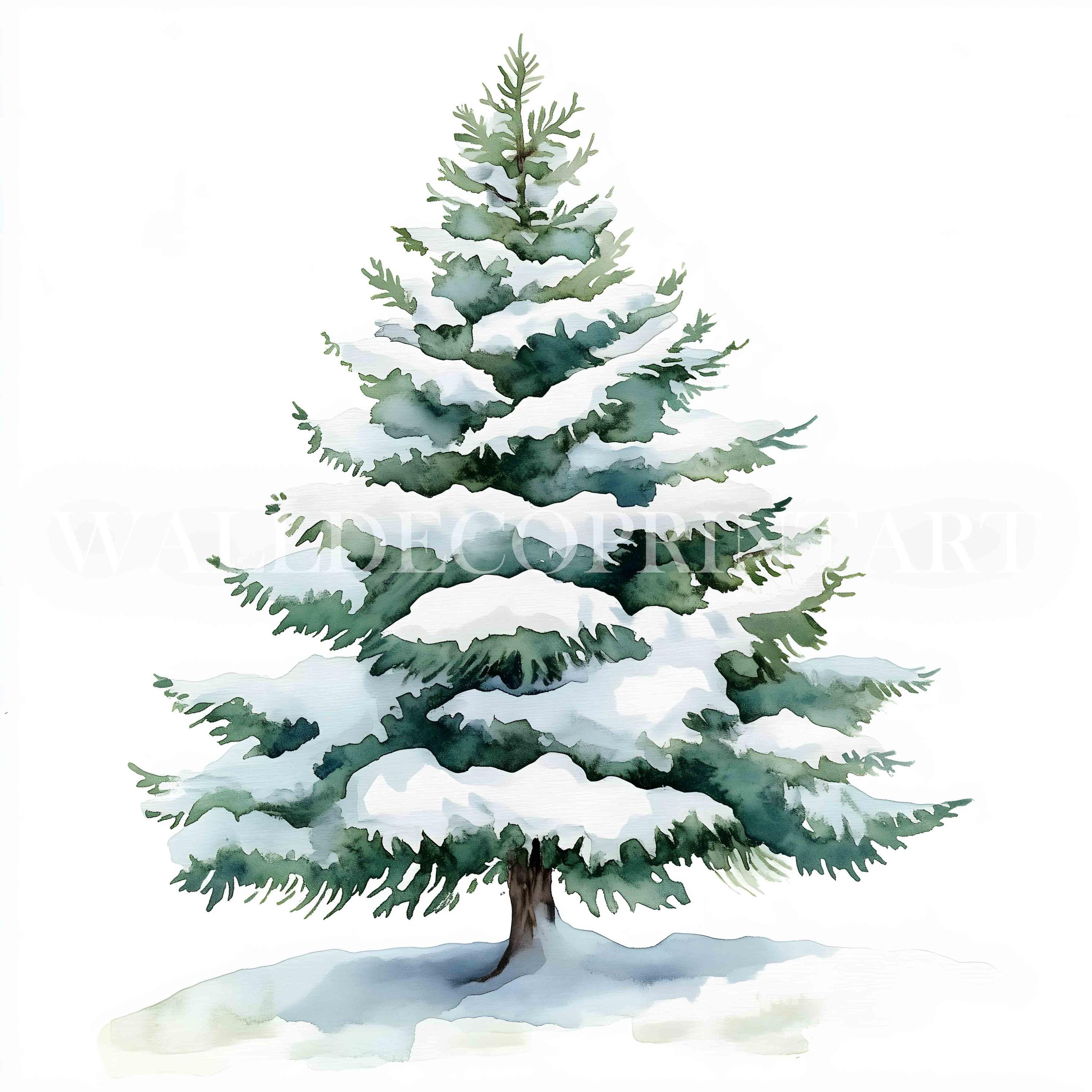 10 Winter Tree With Snow Clipart Bundle - High Quality Jpgs - Digital ...