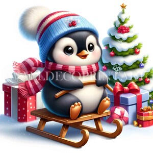 7 Christmas Winter Penguin Clipart Bundle - High Quality JPG - Digital ...