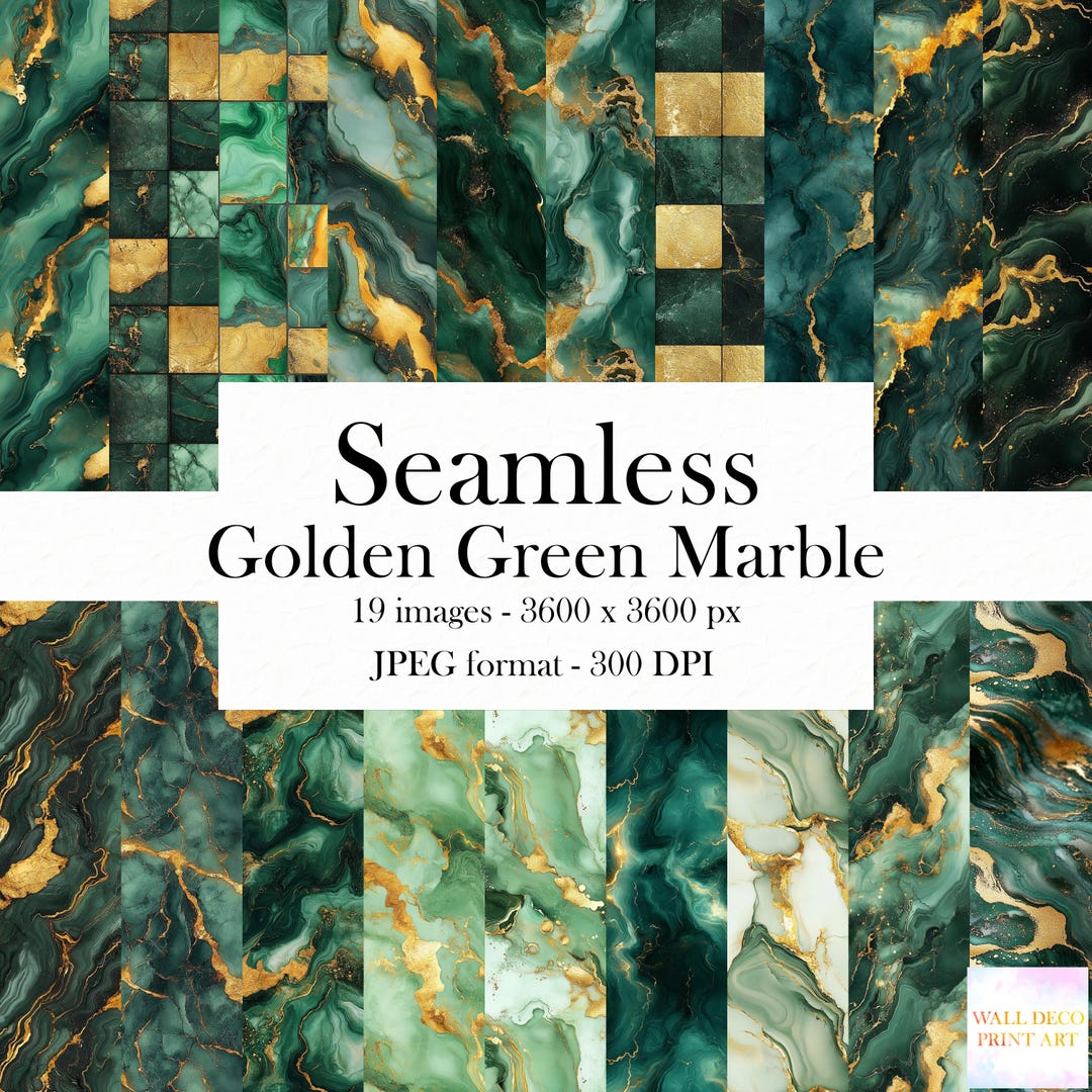 Golden Green Marble Digital Paper - Seamless Abstract Design for ...