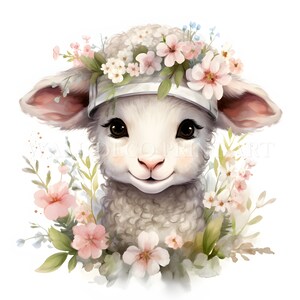 Lovely Spring Flower Lamb Clipart Bundle - 10 High Quality JPG ...