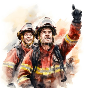 Happy Firefighters Clipart Bundle - 11 High Quality Jpgs - Digital ...