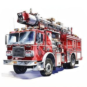 Brave Fire Truck Clipart Bundle - 10 High Quality Jpgs - Digital ...