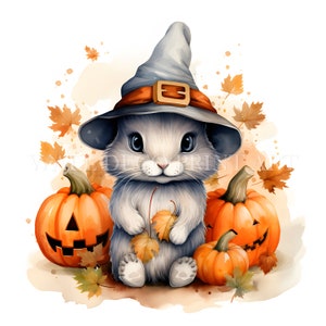 Cute Halloween Rabbit Clipart Bundle - 10 High Quality Jpgs, Digital ...