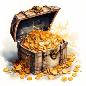 Watercolor Treasure Clipart Bundle - 11 High Quality Jpgs - Digital ...