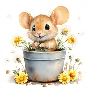 Cute MOUSE in a Pot Clipart Bundle - 10 High Quality Jpgs - Digital ...