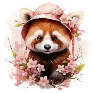 Cute Spring Flower Red Panda Clipart Bundle - 10 High Quality JPG ...