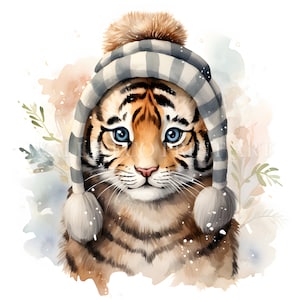 Christmas Tiger Clipart Bundle - 10 High Quality JPG - Digital ...