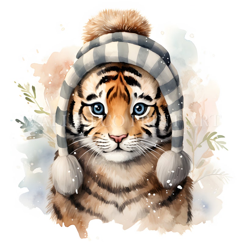 Christmas Tiger Clipart Bundle - 10 High Quality JPG - Digital ...