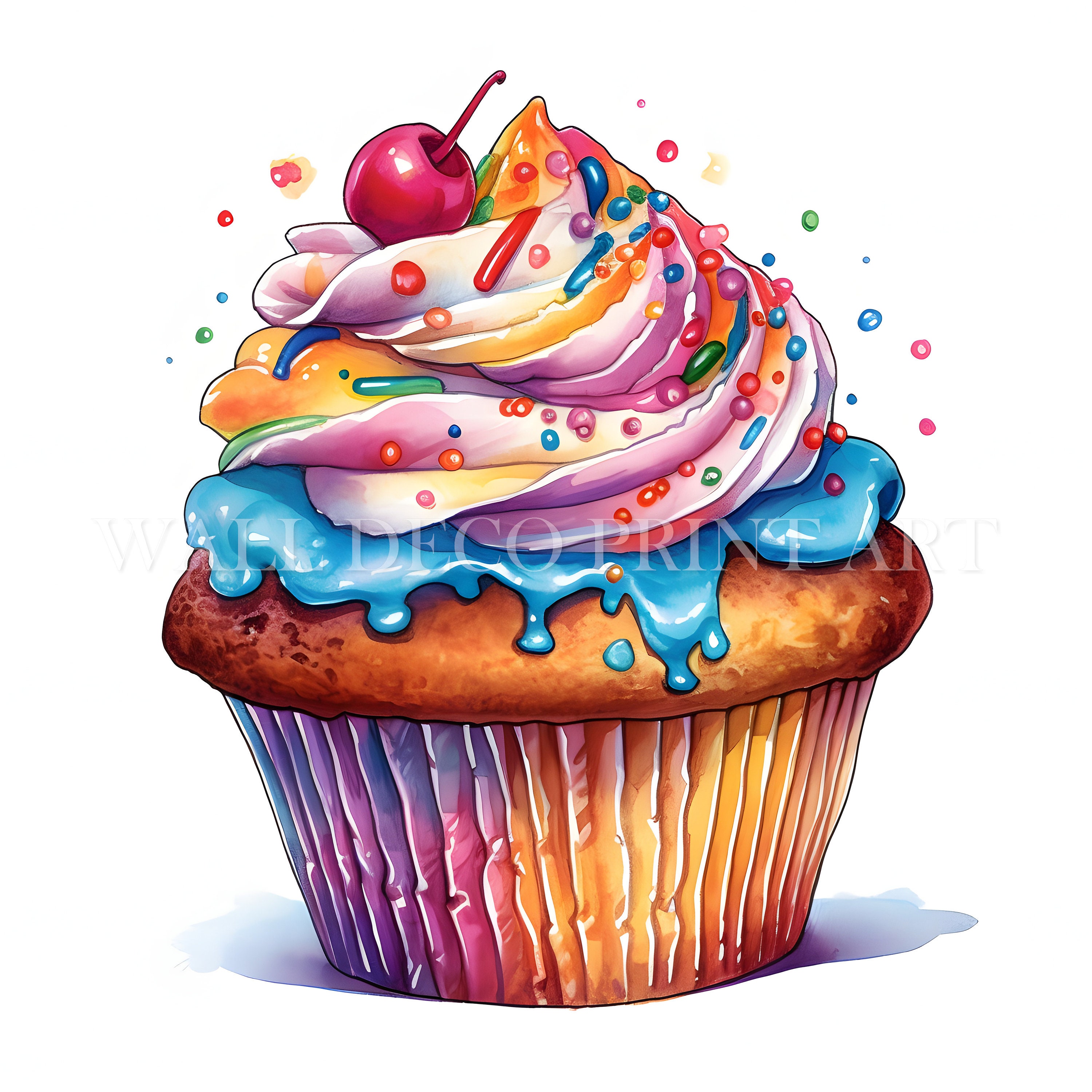 Watercolor Cupcakes Clipart Bundle 10 High Quality Jpgs - Etsy