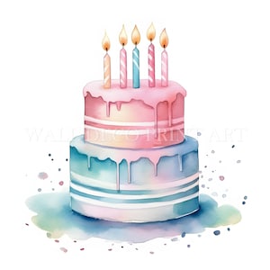 Pastel Birthday Cake Clipart Bundle - 10 High Quality JPG - Digital ...