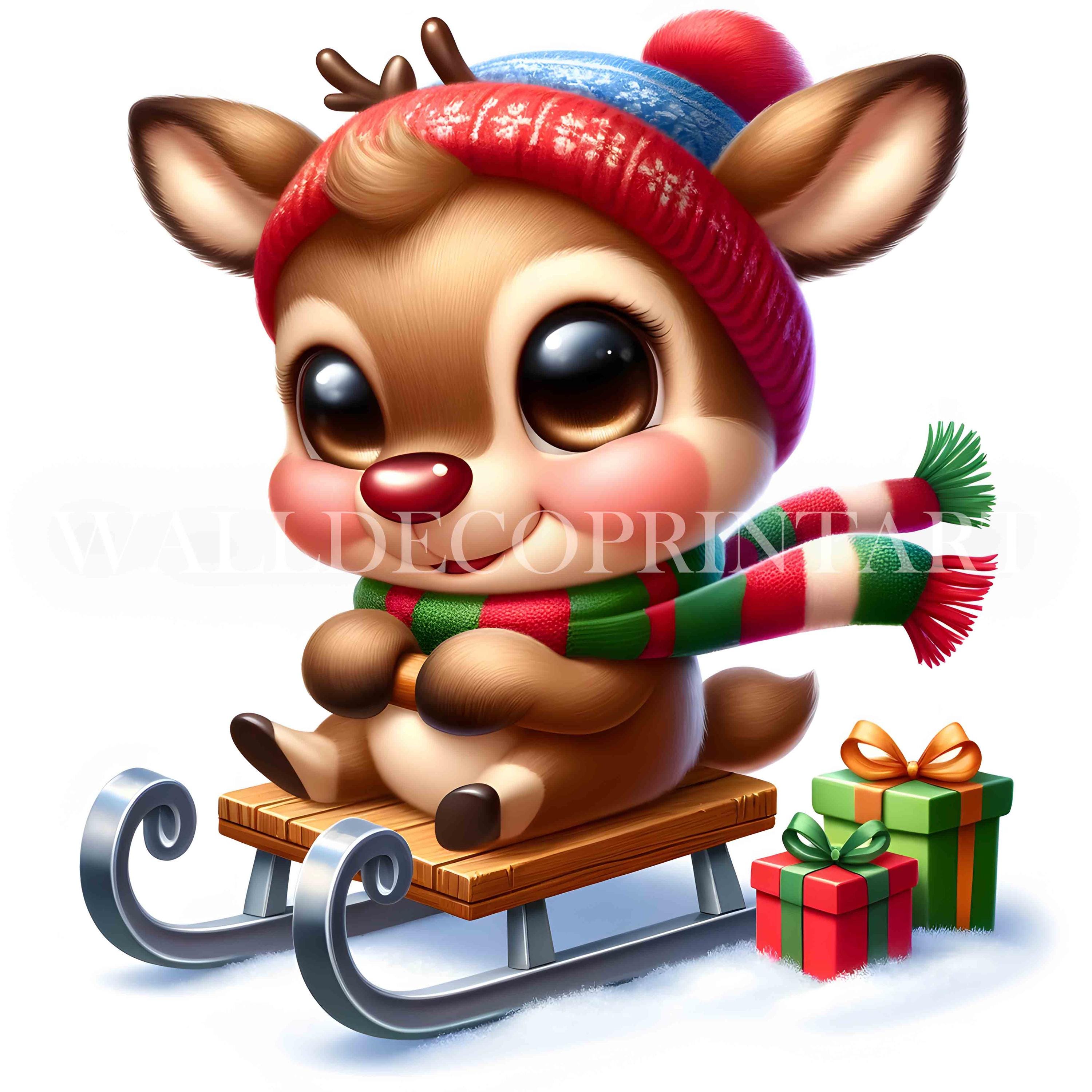 12 Christmas Winter Reindeer Clipart Bundle - High Quality JPG ...