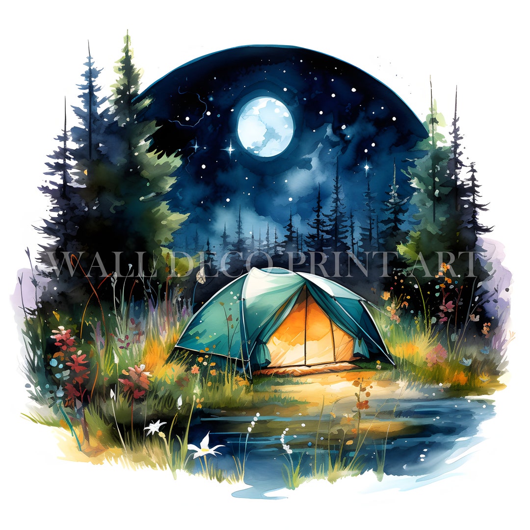Watercolor Camping Clipart Bundle - 10 High Quality Jpgs - Digital ...