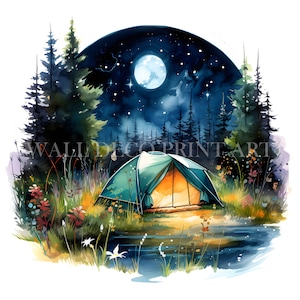Watercolor Camping Clipart Bundle - 10 High Quality Jpgs - Digital ...