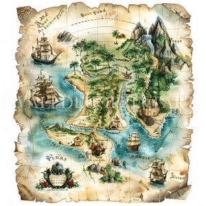 12 Fantasy Treasure Map Clipart Bundle - High Quality JPG - Digital ...