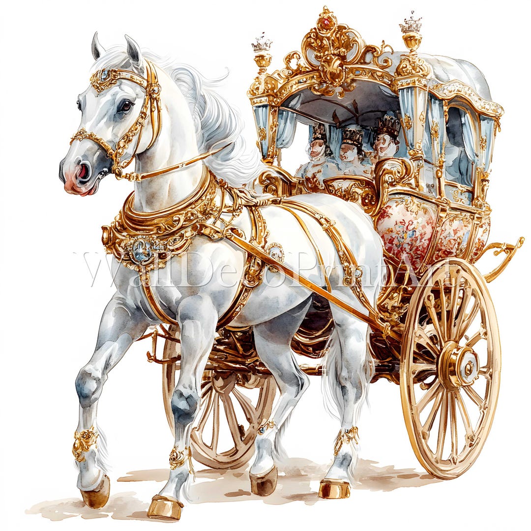 10 Royal Carriage Horse Clipart Bundle - High Quality Jpgs - Digital ...
