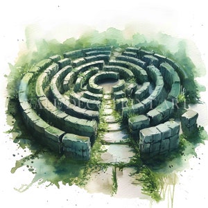 Watercolor Labyrinth Clipart Bundle - 10 High Quality Jpgs - Digital ...