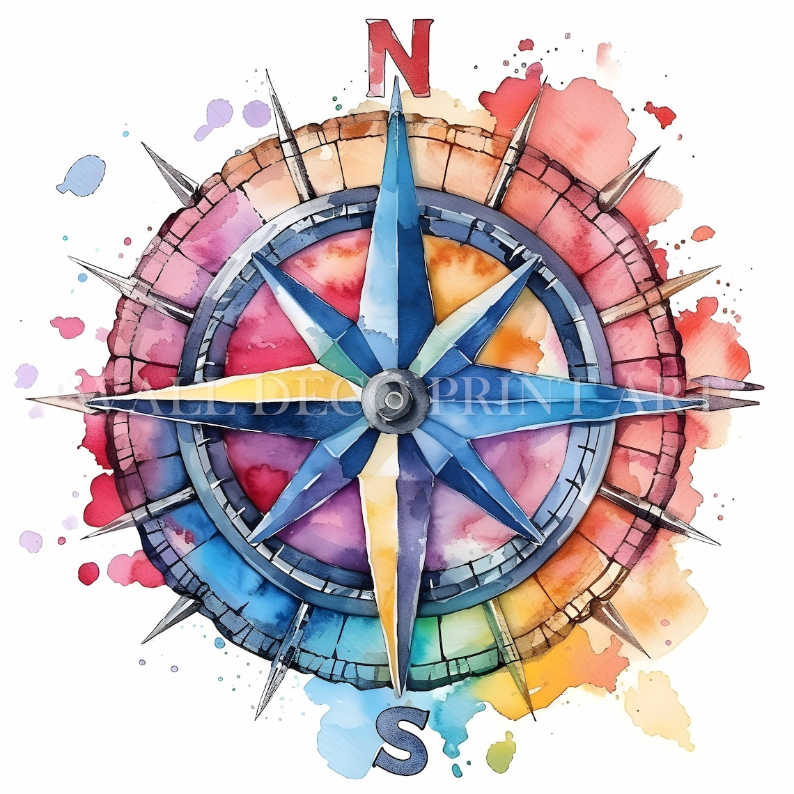 Colorful Compass Clipart Bundle - 12 High Quality Jpgs - Digital ...
