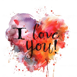 Valentine Heart I Love You Clipart Bundle 8 High Quality Jpgs Digital ...