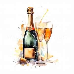Colorful Party Champagne Clipart - 10 High Quality Jpgs - Digital ...