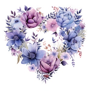 Flower Heart Clipart - 11 High Quality Jpgs - Instant Digital Downloads ...
