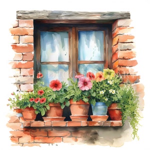 Flowery Window Box Clipart Bundle - 12 High Quality Jpgs - Digital Downloads - Commercial Use ...