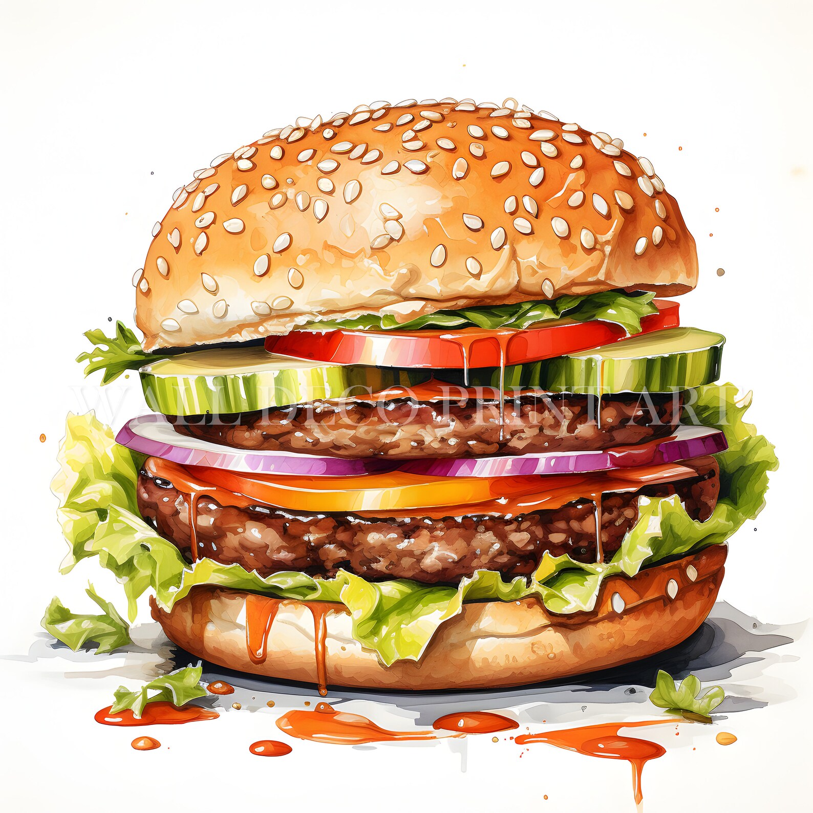 Tasty Hamburger Clipart Bundle - 10 High Quality Jpgs - Digital ...