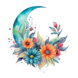 Crescent Moon Clipart Bundle - 17 High Quality Jpgs - Digital Downloads ...