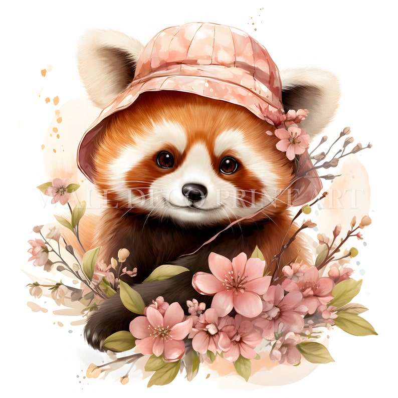 Cute Spring Flower Red Panda Clipart Bundle 10 High Quality - Etsy