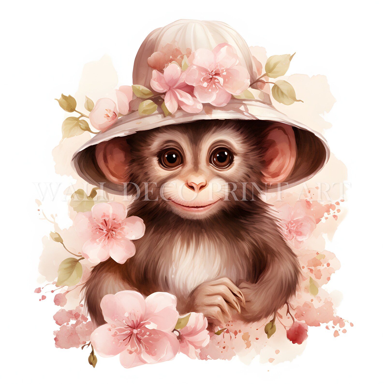 Cute Spring Flower Monkey Clipart Bundle - 10 High Quality JPG ...