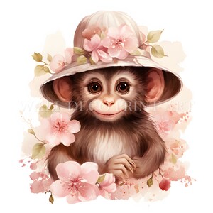 Cute Spring Flower Monkey Clipart Bundle - 10 High Quality JPG ...