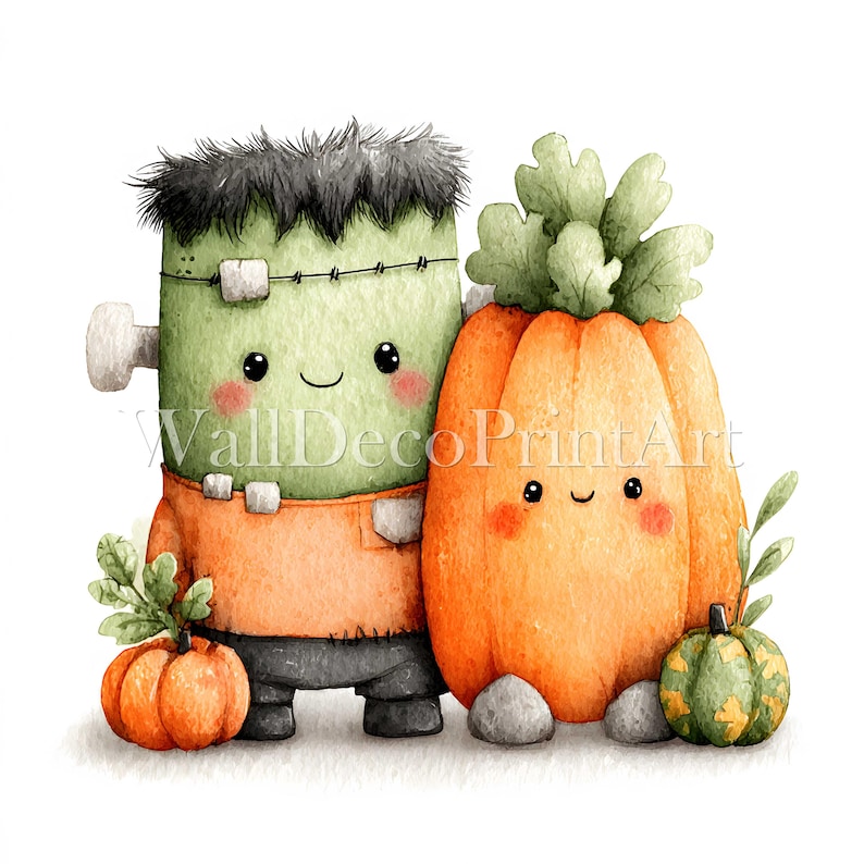 10 Cute Halloween Frankenstein Clipart Bundle - High Quality Images ...