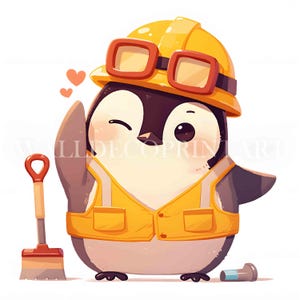 11 Working Penguin Builder Clipart Bundle High Quality JPG Digital ...
